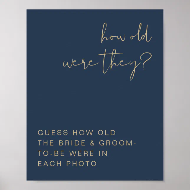 CAITLIN Navy and Gold How Old Were They Sign | Zazzle