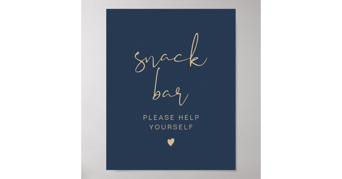 CAITLIN Navy and Gold Modern Snack Bar Poster | Zazzle