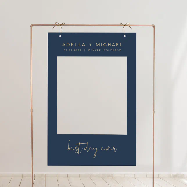 CAITLIN Navy Best Day Ever Wedding Photo Frame Foam Board | Zazzle