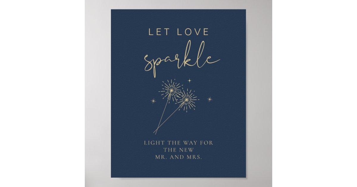 CAITLIN Navy Blue Wedding Sparkler Send Off Poster | Zazzle