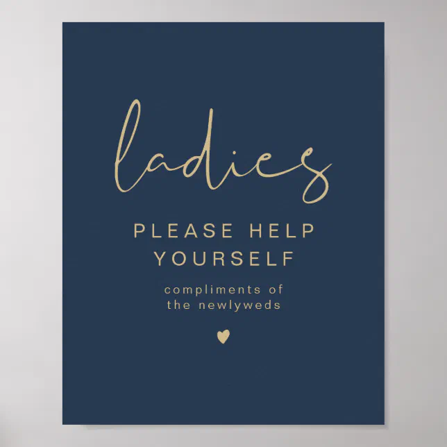 CAITLIN Navy & Gold Ladies Bathroom Toiletry Poster | Zazzle