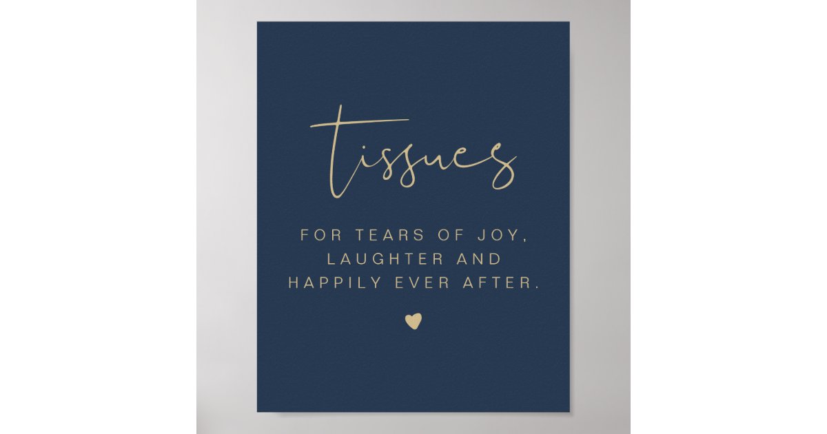 CAITLIN Navy & Gold Modern Tissues Wedding Sign | Zazzle