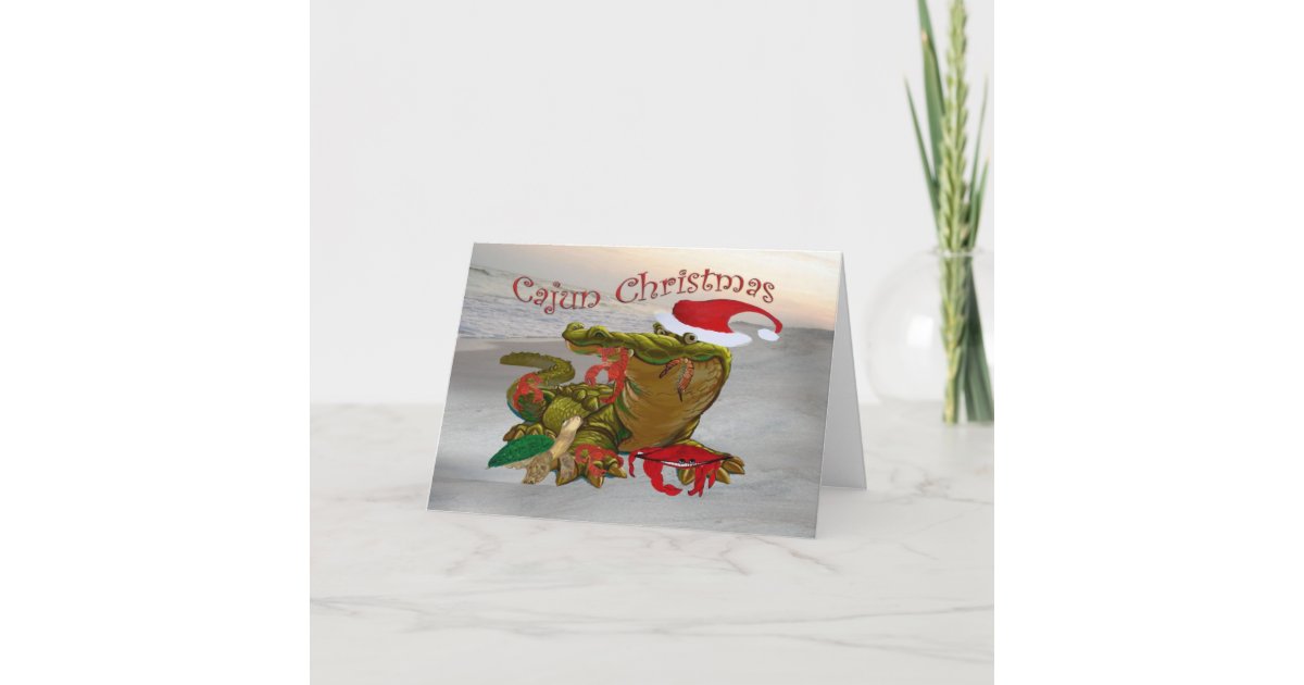 Cajun Christmas Santa Gator greeting cards | Zazzle