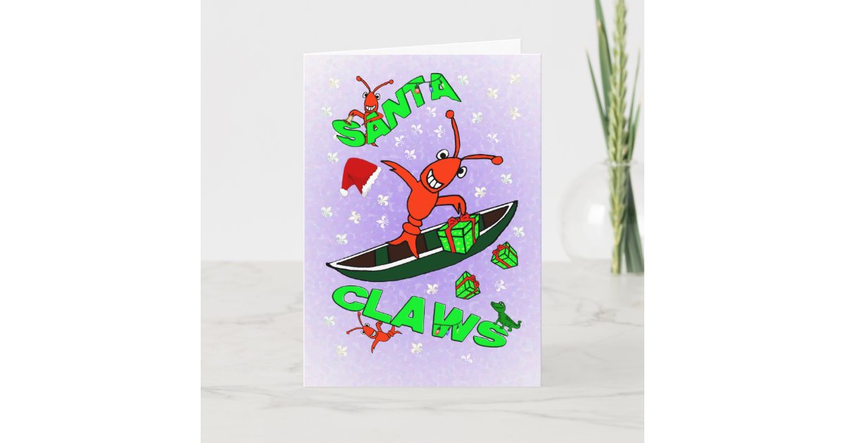 Cajun Crawfish Santa Claws Christmas Holiday Card | Zazzle