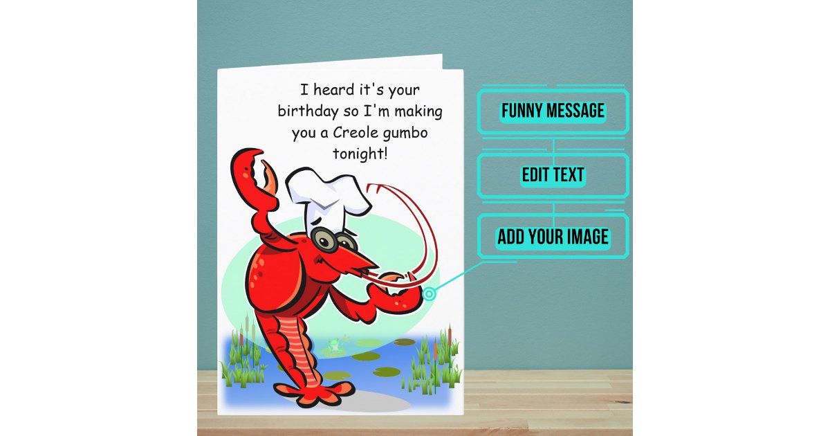 Cajun Creole Crawfish Funny Birthday Card | Zazzle