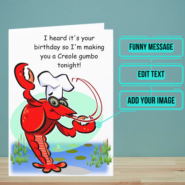 Cajun Creole Crawfish Funny Birthday Card | Zazzle