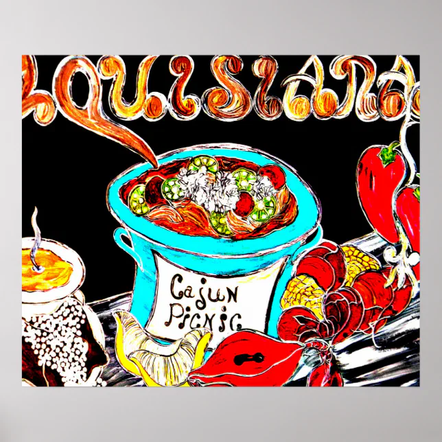 CAJUN PICNIC ART POSTER | Zazzle