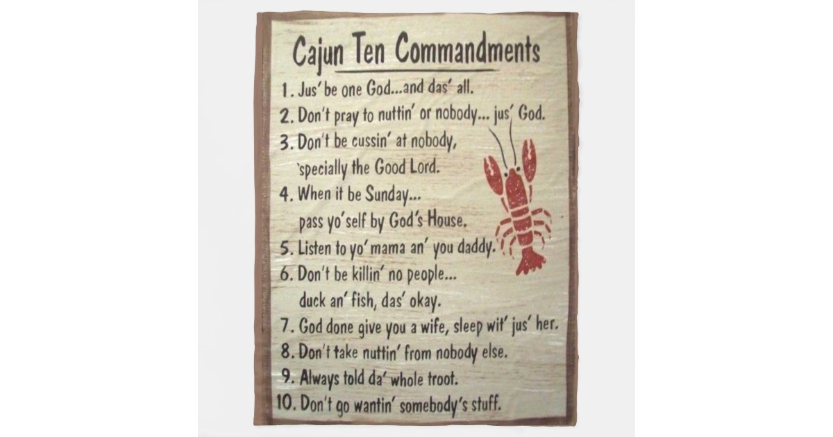CAJUN TEN COMMANDMENTS FLEECE BLANKET | Zazzle