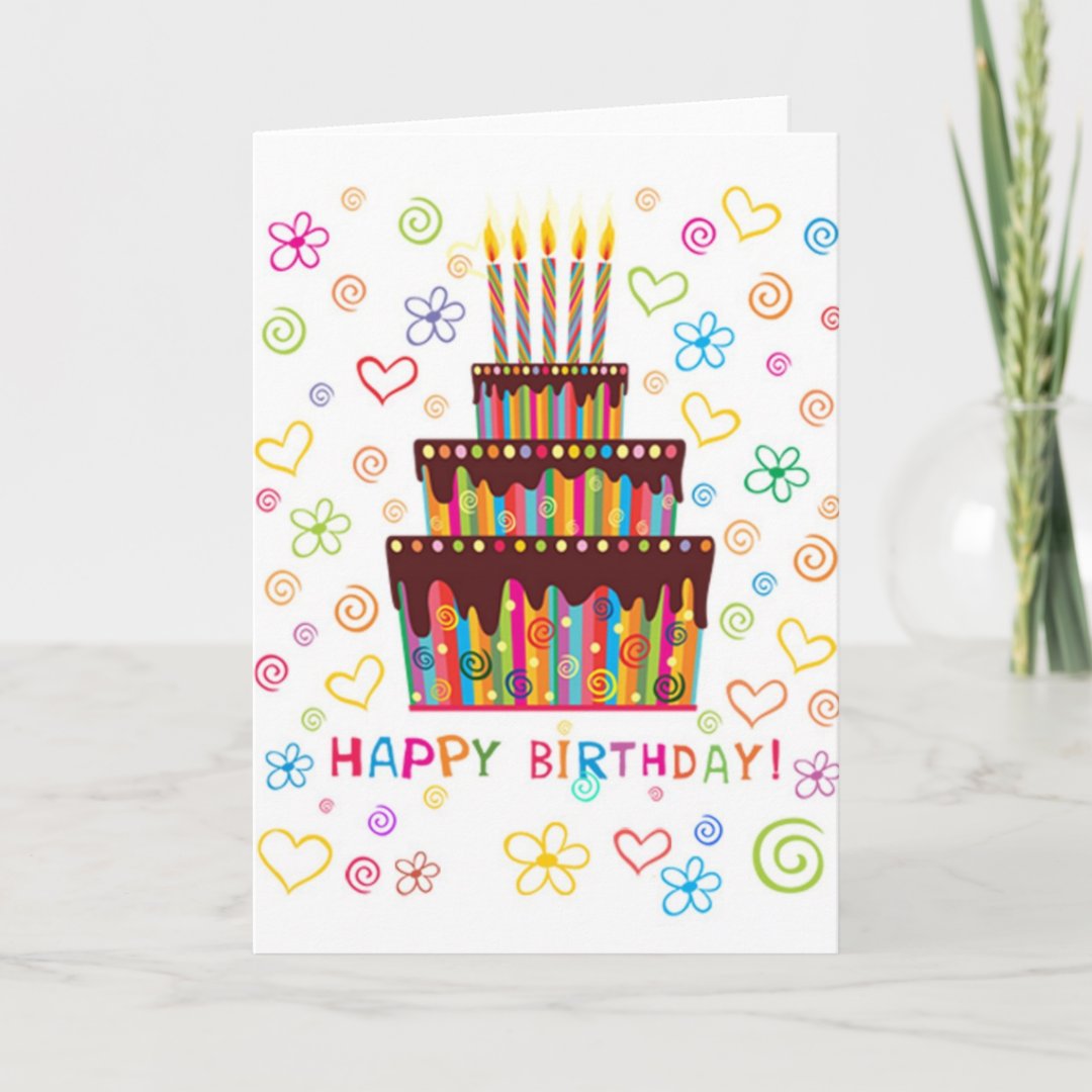 Cake and candles Happy Birthday Card | Zazzle
