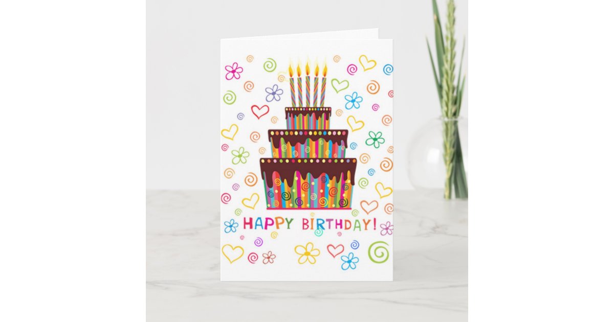 Cake and candles Happy Birthday Card | Zazzle