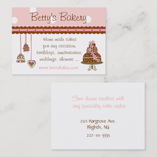Cake and Cookies Bakery Business Card | Zazzle