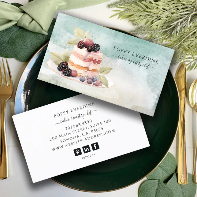 Cake Baker Bakery Pastry Chef Catering Business Business Card | Zazzle