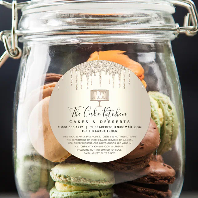 Cake Bakery Pastry Chef Gold Glitter Drips Legal Classic Round Sticker ...