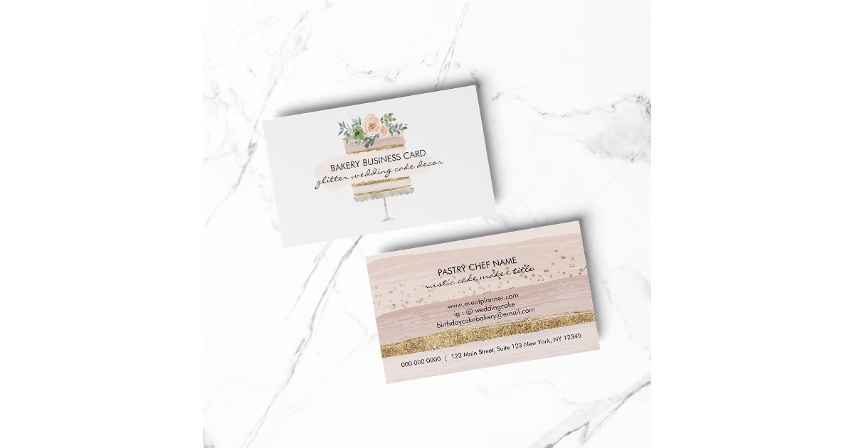 Cake Bakery Pastry Patisserie Peach flower Business Card | Zazzle