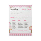 Cake Bakery Pink Order Form Notepad | Zazzle