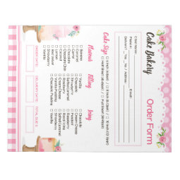 Cake Bakery Pink Order Form Notepad | Zazzle