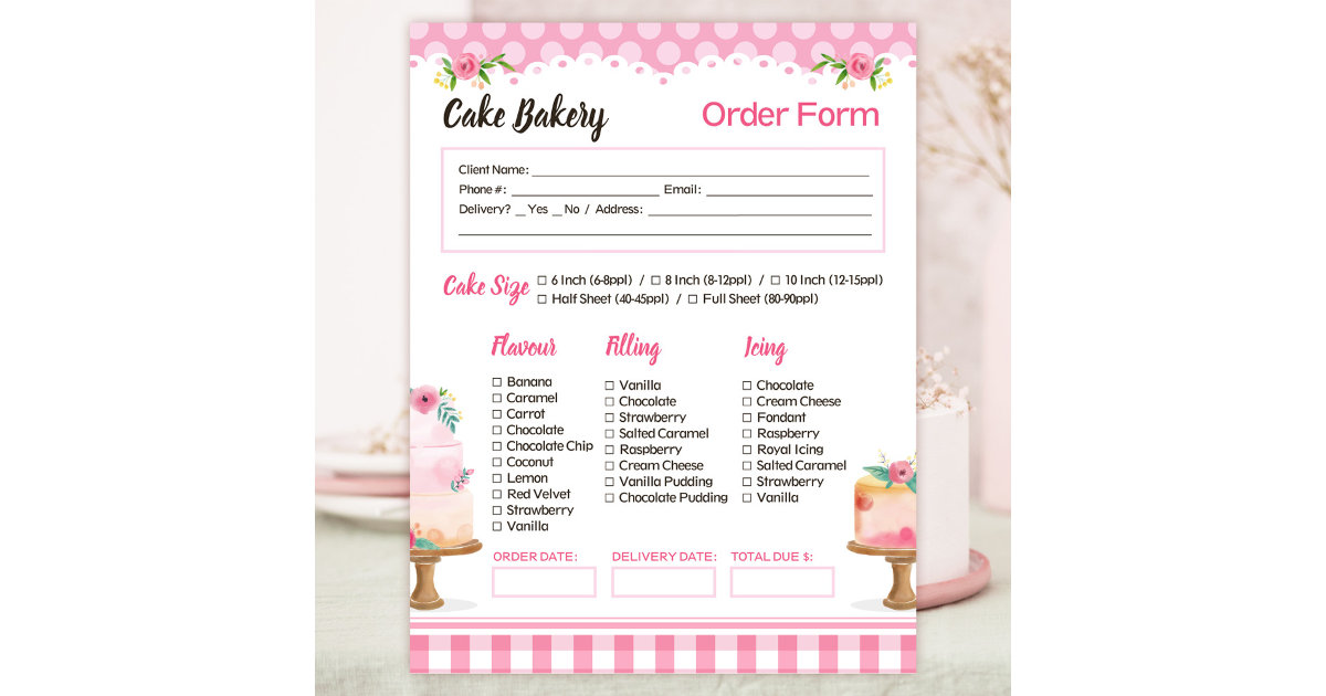 Cake Bakery Pink Order Form Notepad | Zazzle