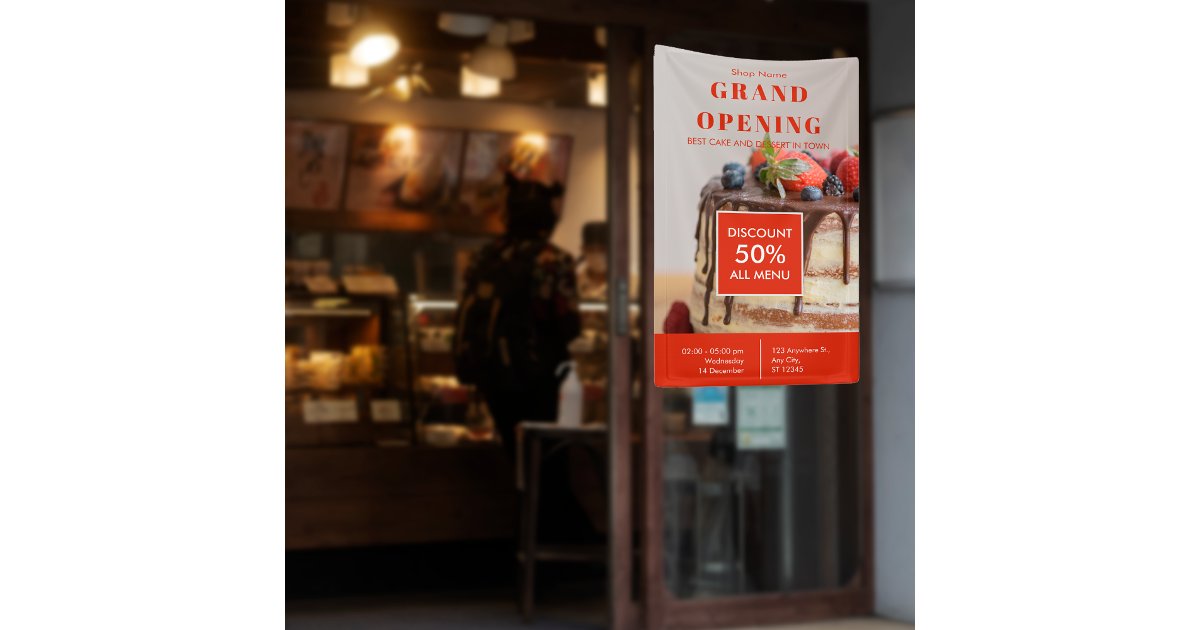 Cake Bakery Small Business Grand Opening Banner | Zazzle