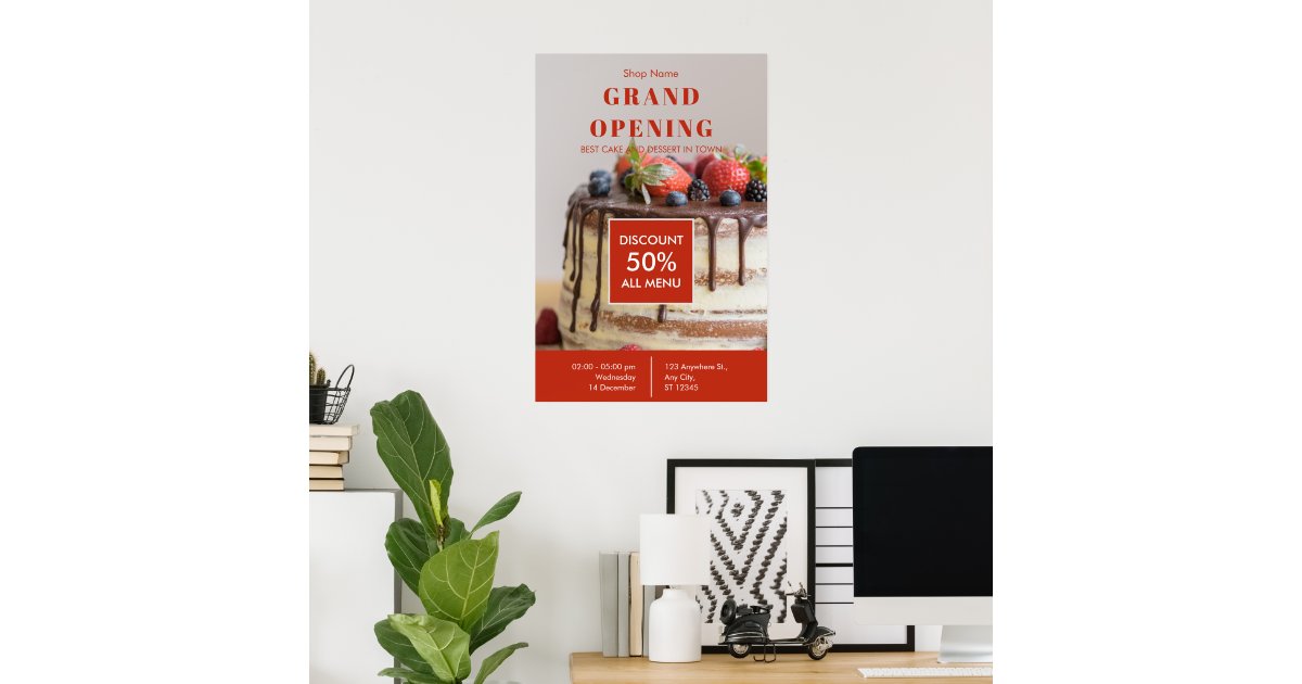 Cake Bakery Small Business Grand Opening Flyer Poster | Zazzle