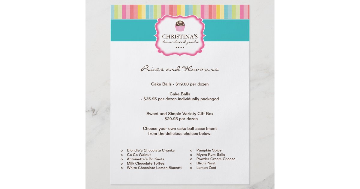 Cake Ball Price List Flyer | Zazzle