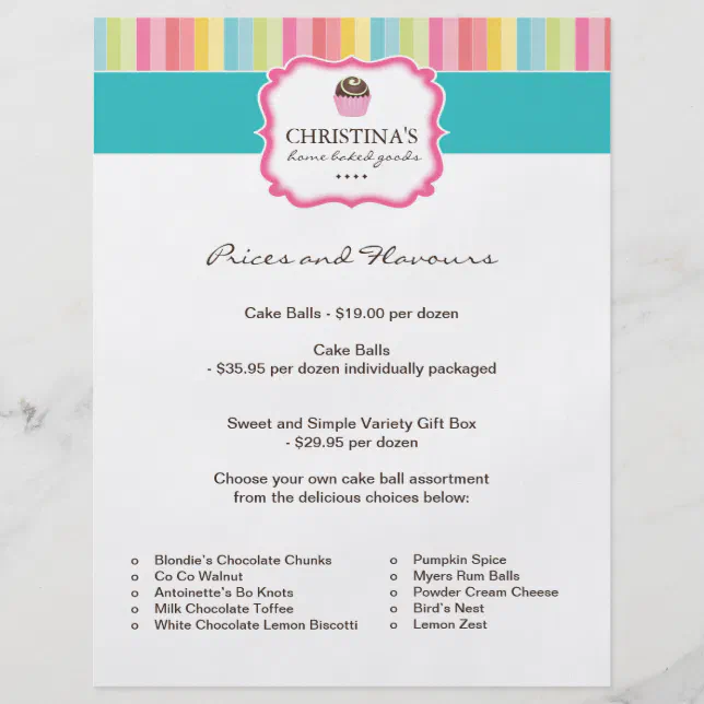 Cake Ball Price List Flyer | Zazzle