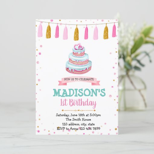 Cake birthday party invitation | Zazzle