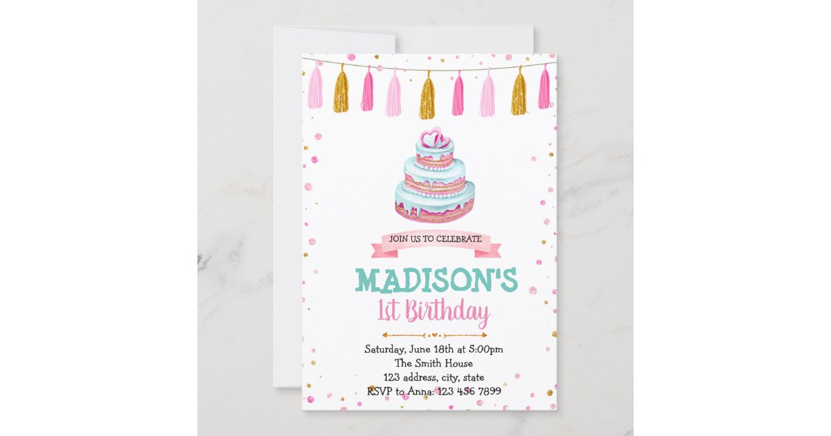 Cake birthday party invitation | Zazzle