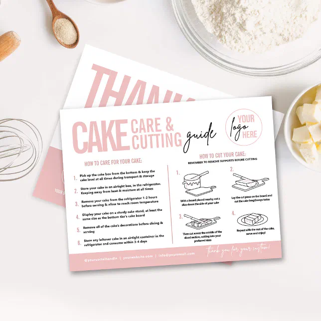 Cake Care & Cutting Guide v3, Cake Serving Guide Postcard | Zazzle