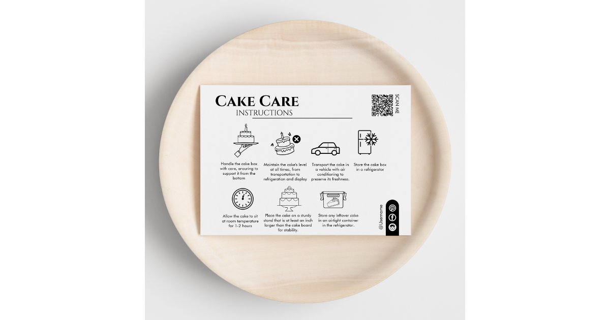 Cake Care Instructions Qr Code Add Your Logo Note Card | Zazzle
