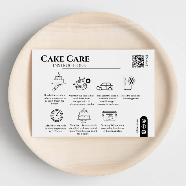 Cake Care Instructions Qr Code Add Your Logo Note Card | Zazzle