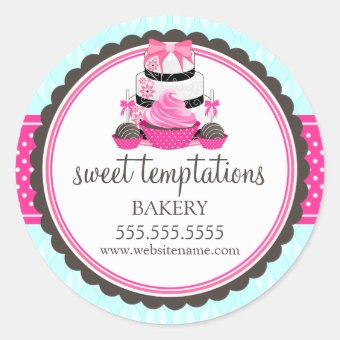Cake Cupcake Cake Pops Bakery Packaging Classic Round Sticker | Zazzle