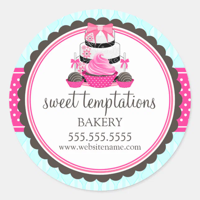 Cake Cupcake Cake Pops Bakery Packaging Classic Round Sticker | Zazzle