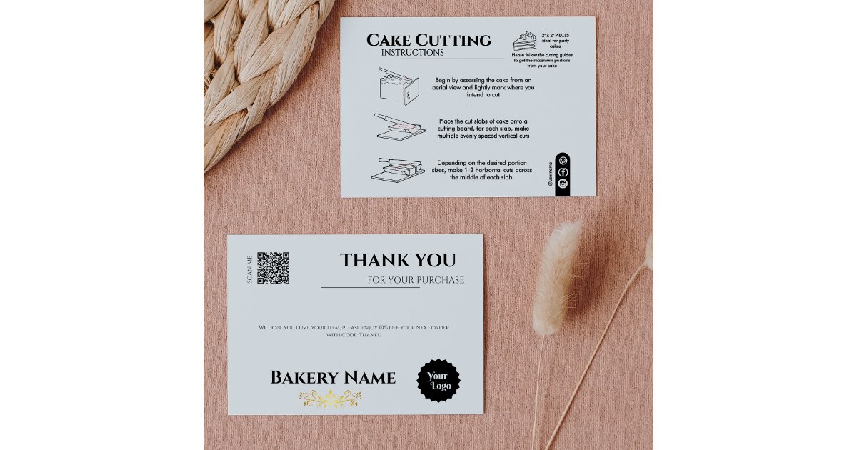 Cake Cutting Guide 2x2 Portions Round Serving Thank You Card | Zazzle
