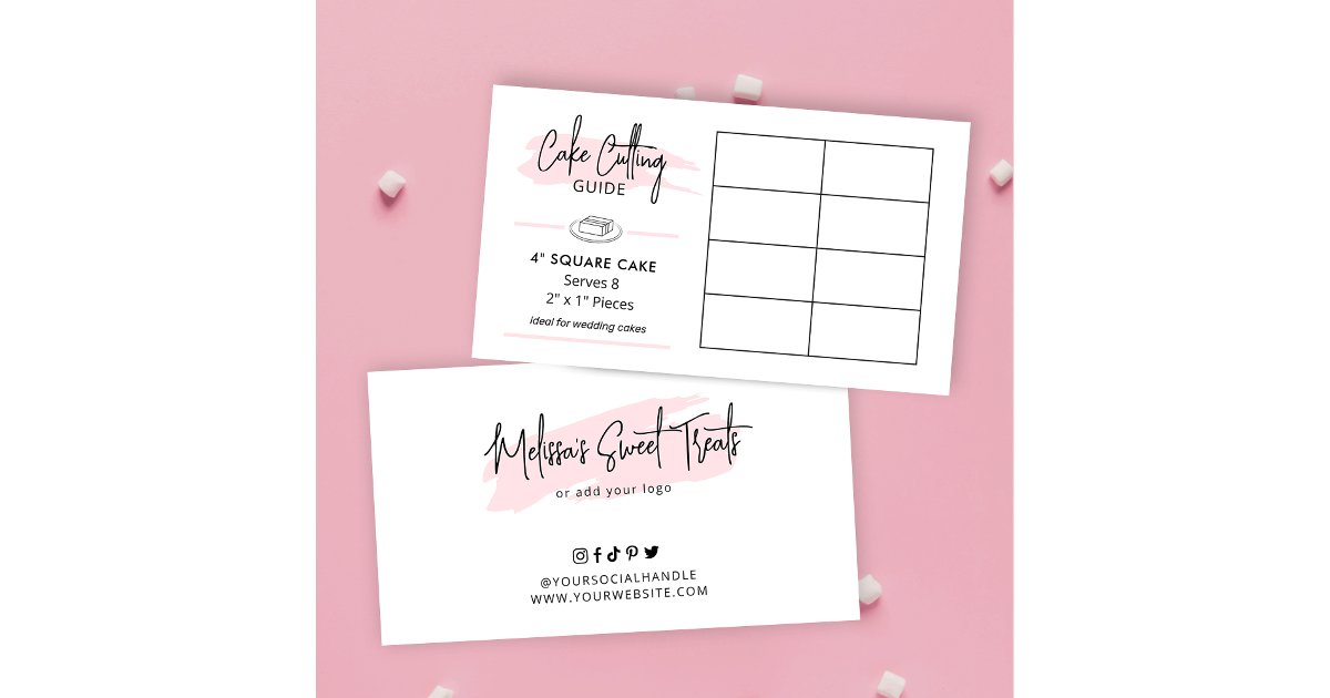 Cake Cutting Guide 4" Square Cake Portions Diagram Enclosure Card | Zazzle