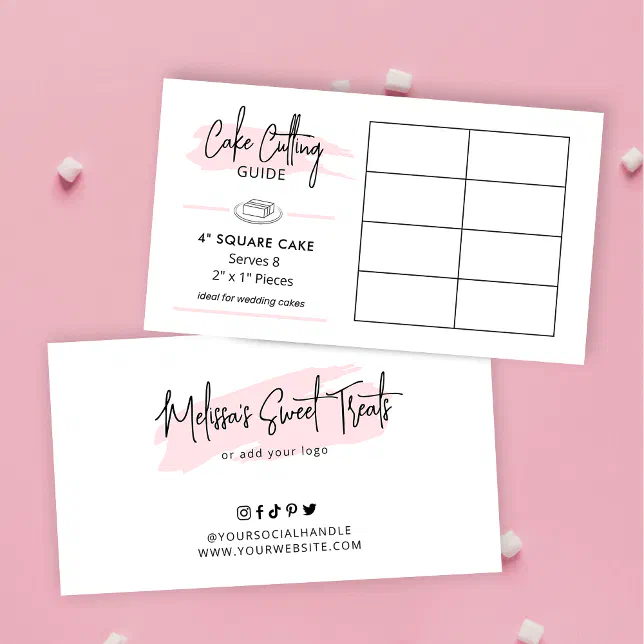 Cake Cutting Guide 4" Square Cake Portions Diagram Enclosure Card | Zazzle