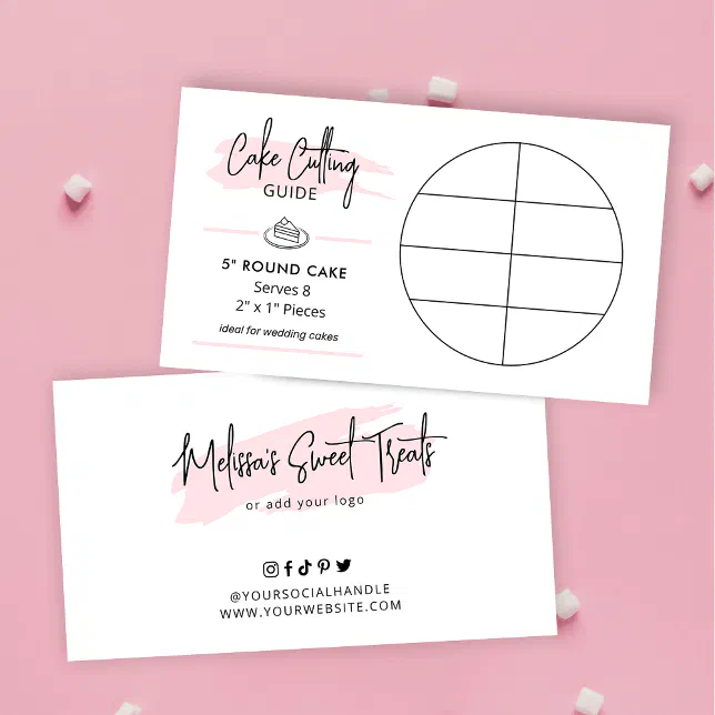 Cake Cutting Guide 5" Round Wedding Cake Portions Enclosure Card | Zazzle