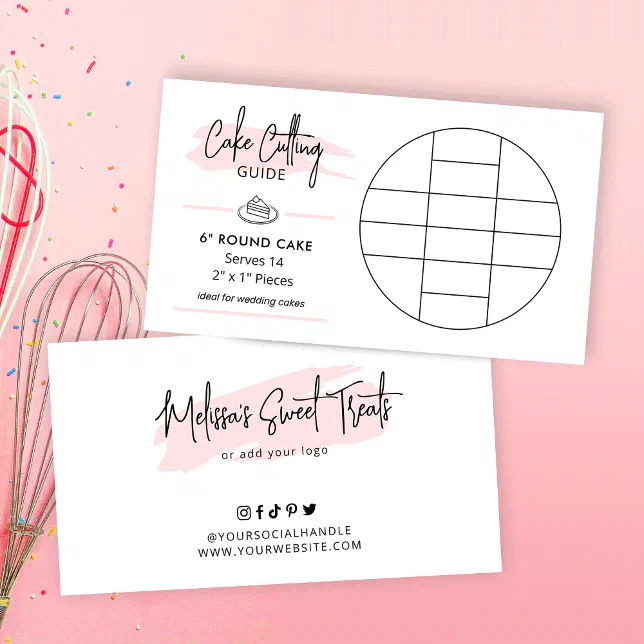 Cake Cutting Guide 6" Round Cake 2x1" Portions Enclosure Card | Zazzle