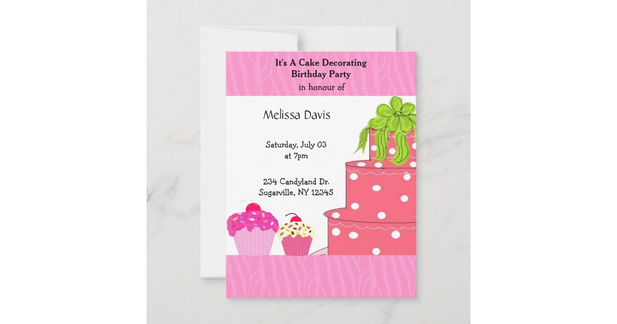 Cake Decorating Birthday Party Invitation | Zazzle