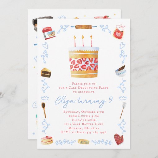 Cake Decorating Invitation - Baking Birthday Party | Zazzle