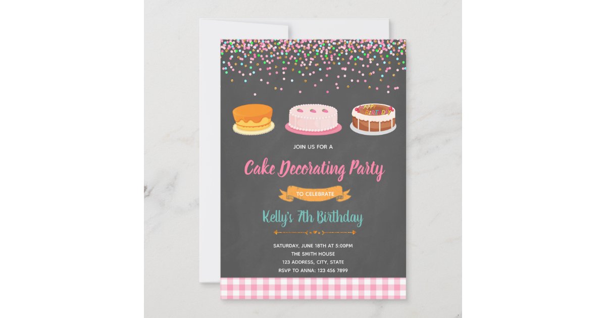 Cake decorating party invitation | Zazzle