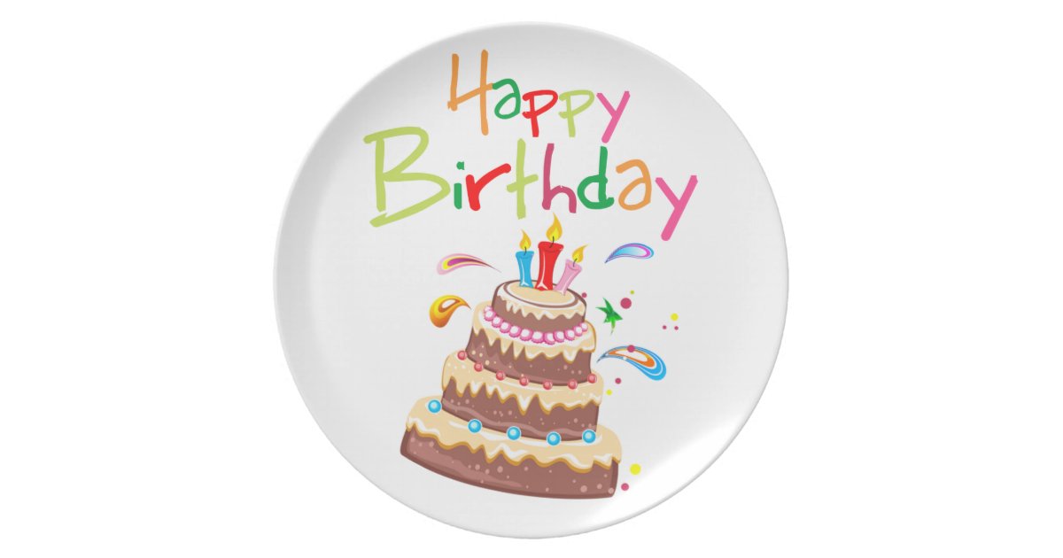 Cake Happy Birthday Melamine Plate | Zazzle