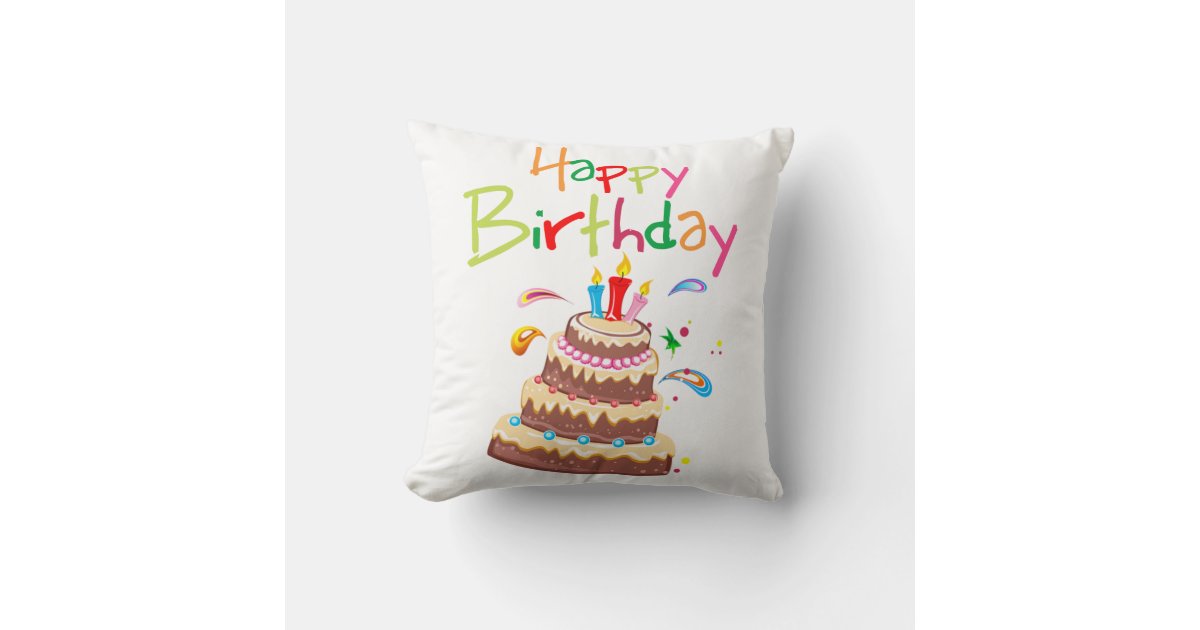 Cake Happy Birthday Throw Pillow | Zazzle