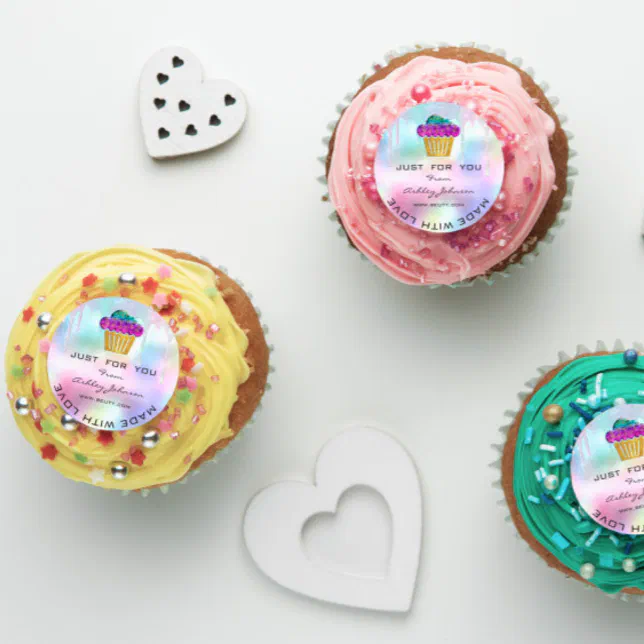 Cake Homemade Bakery Sweets Muffins Logo Ombre Classic Round Sticker ...