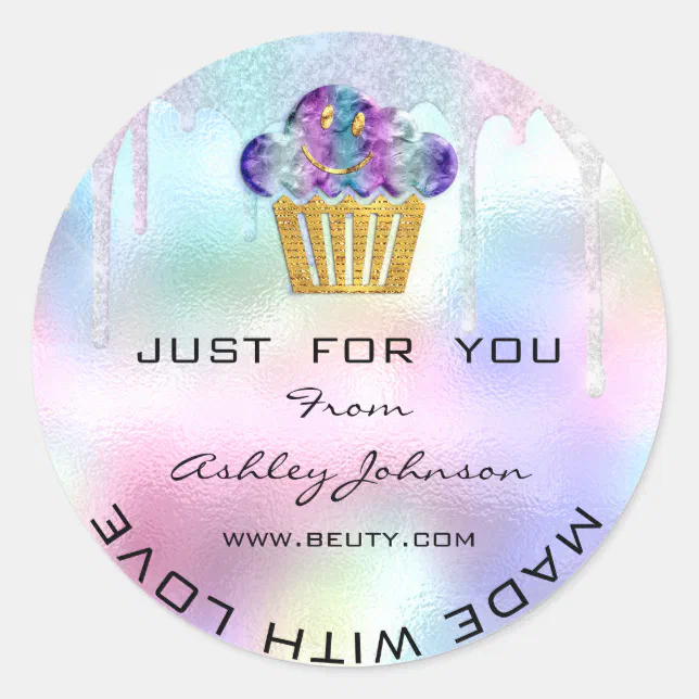 Cake Homemade Bakery Sweets Muffins Logo Smile Classic Round Sticker ...