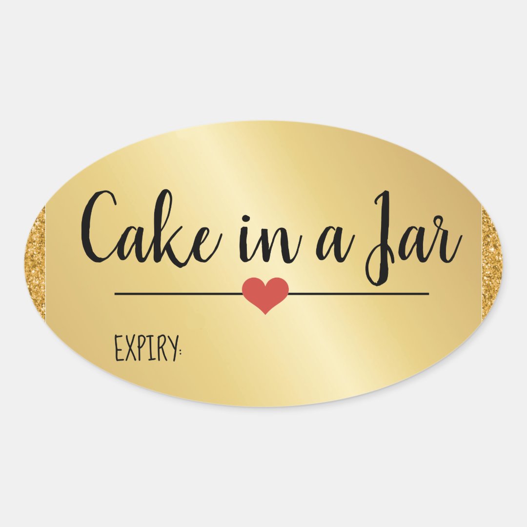 Cake in a jar modern gold glitter holiday oval sticker | Zazzle