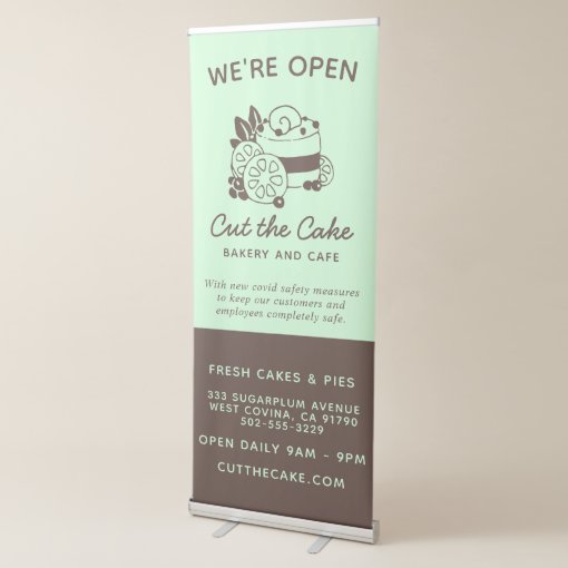 Cake Logo Bakery Business Reopening Retractable Banner | Zazzle