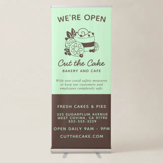 Cake Logo Bakery Business Reopening Retractable Banner | Zazzle