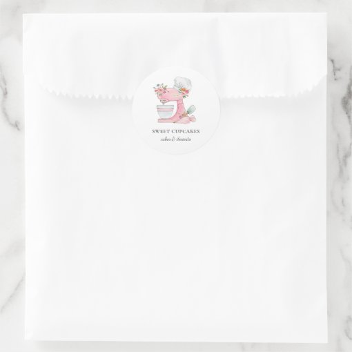 Cake mixer with chef's hat Bakery Classic Round Sticker | Zazzle