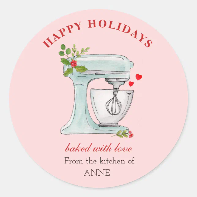 Cake pastry bakers Mixer Holiday Classic Round Sticker | Zazzle