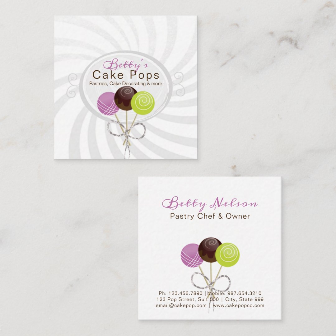 Cake Pop Bakery Stylish Design Business Card | Zazzle